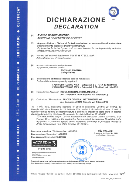 ATEX - Certifications - Nuova General Instruments S.r.l.